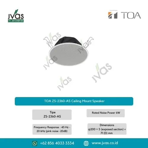 TOA ZS-2360-AS Ceiling Mount Speaker | jvas.co.id