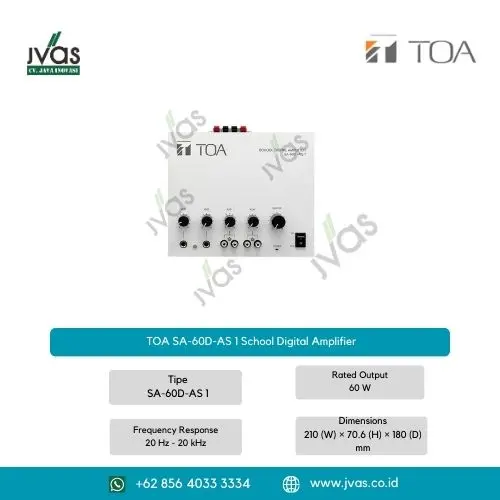 TOA SA-60D-AS 1 School Digital Amplifier | jvas.co.id