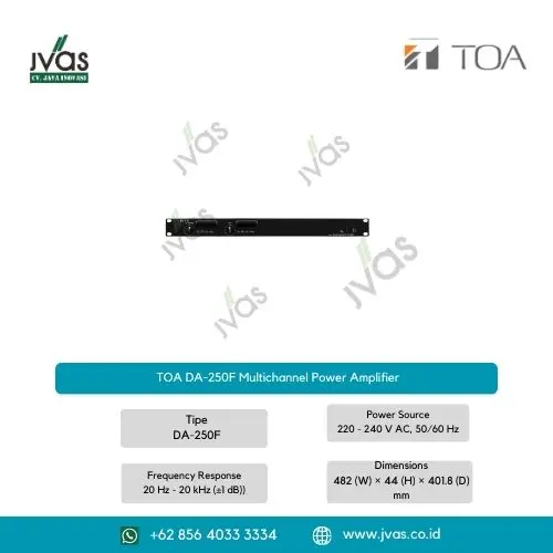 TOA DA-250F Multichannel Power Amplifier | jvas.co.id