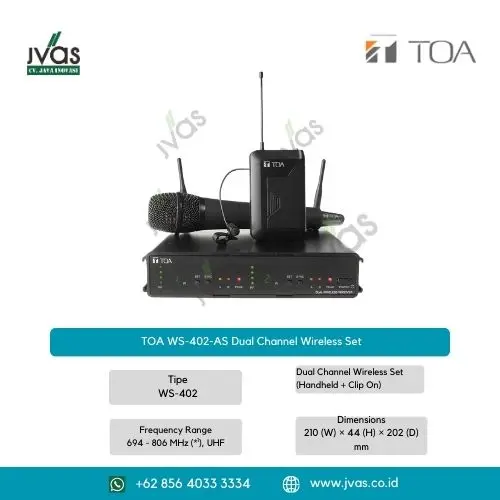 TOA WS-402-AS Dual Channel Wireless Set | jvas.co.id