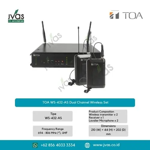 TOA WS-432-AS Dual Channel Wireless Set | jvas.co.id