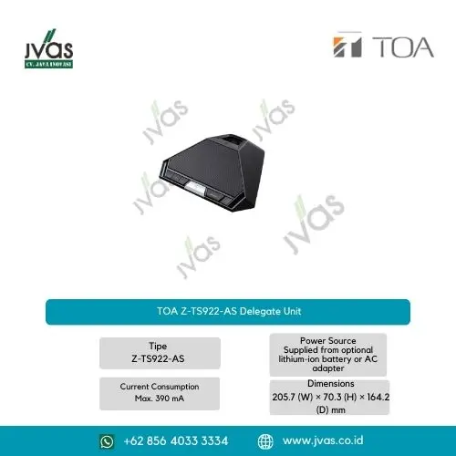 TOA Z-TS922-AS Delegate Unit | jvas.co.id